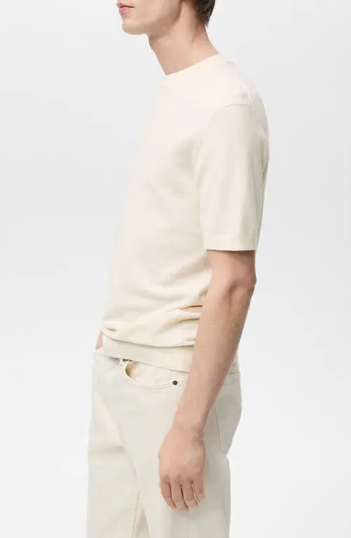 Mango Short Sleeve Crewneck Sweater - Ivory White