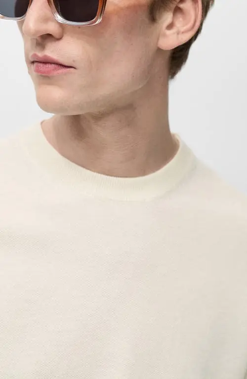 Mango Short Sleeve Crewneck Sweater - Ivory White