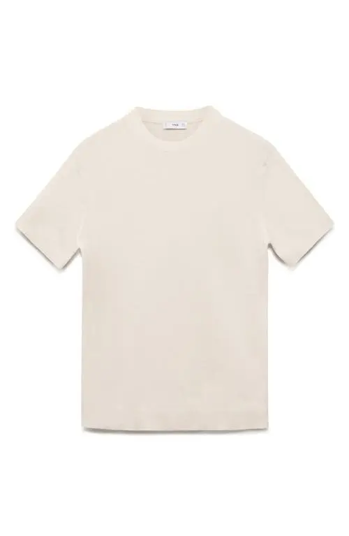 Mango Short Sleeve Crewneck Sweater - Ivory White