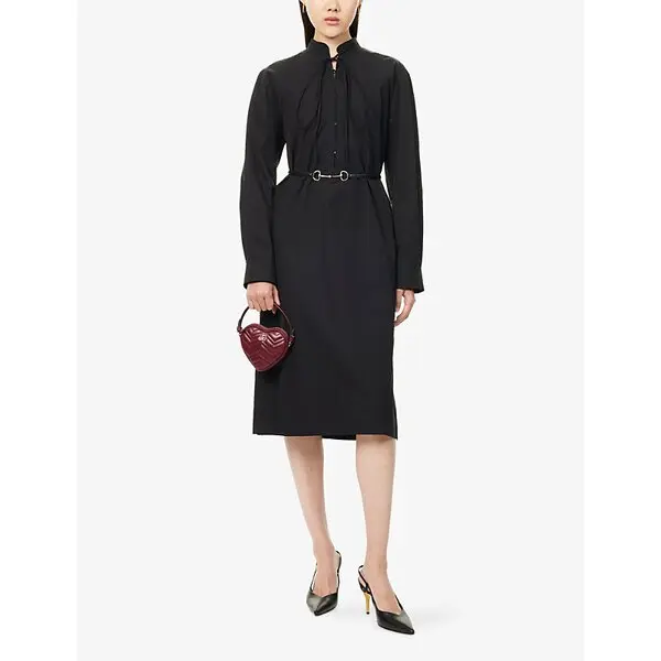 gucci cotton poplin midi dress Gucci Cotton-Poplin Gg-Print Midi Dress - Blue