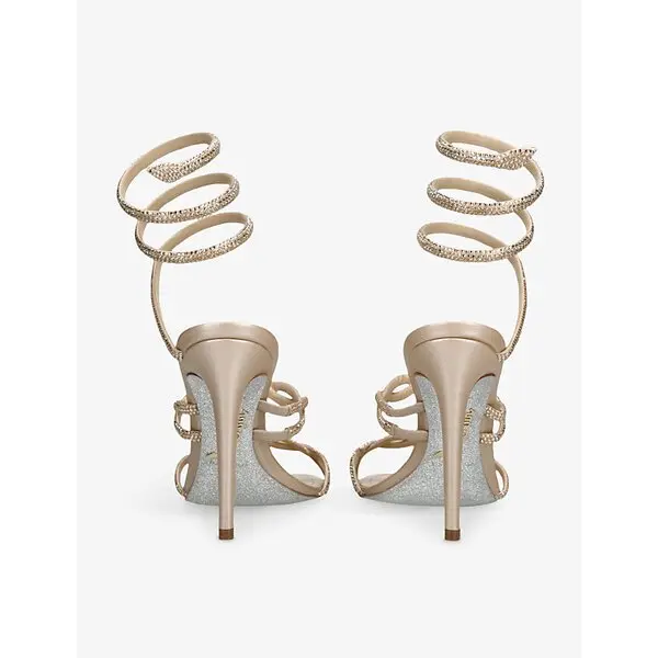 Rene Caovilla Cleo Twist 105 Crystal-embellished Heeled Sandals - Beige
