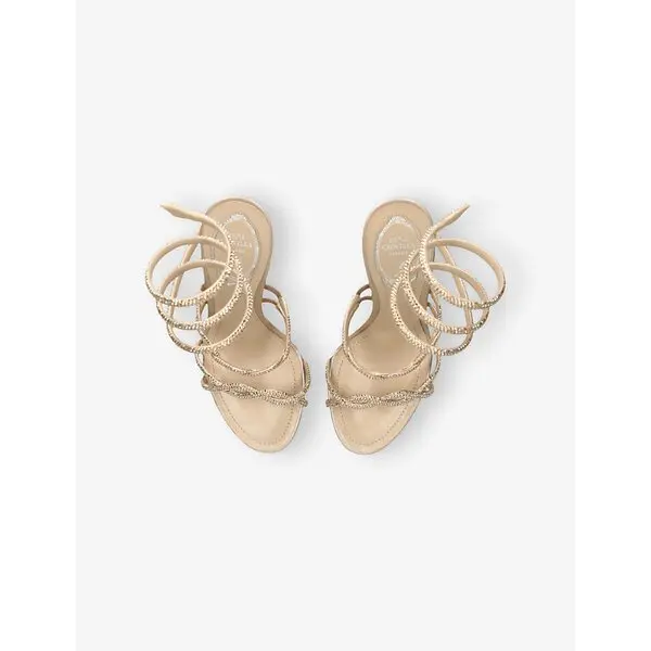 Rene Caovilla Cleo Twist 105 Crystal-embellished Heeled Sandals - Beige