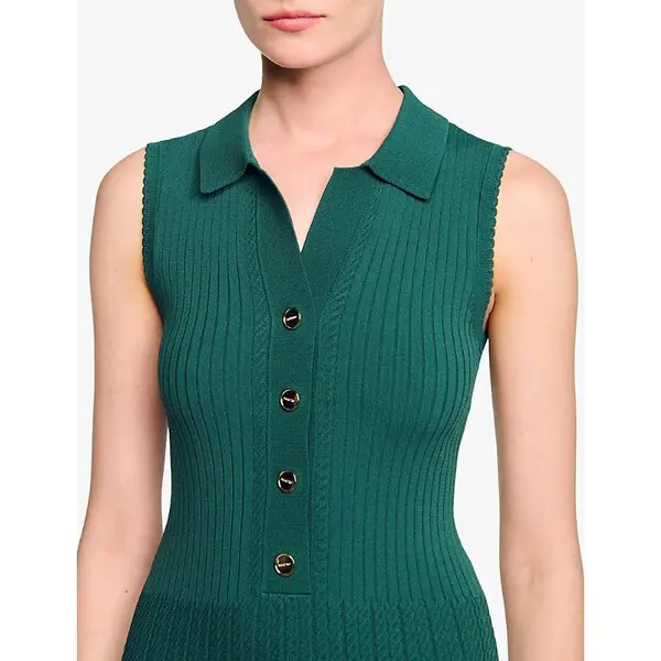 sandro knit midi dress green Allegra Broderie Dress main image 1