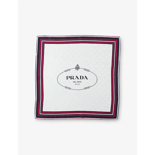 Prada Printed Silk Twill Jacquard Scarf - Neutral