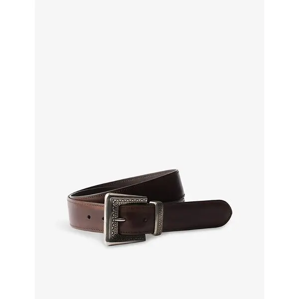 Prada Antiqued Leather Belt - Brown