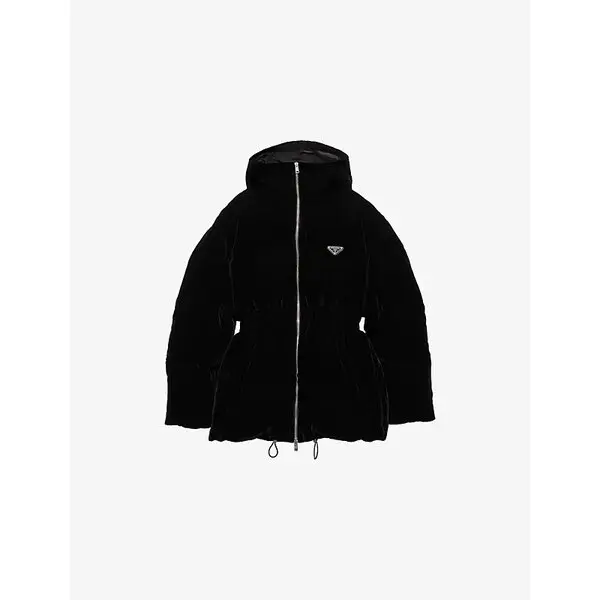 Prada Logo-badge Padded Velvet Down Jacket