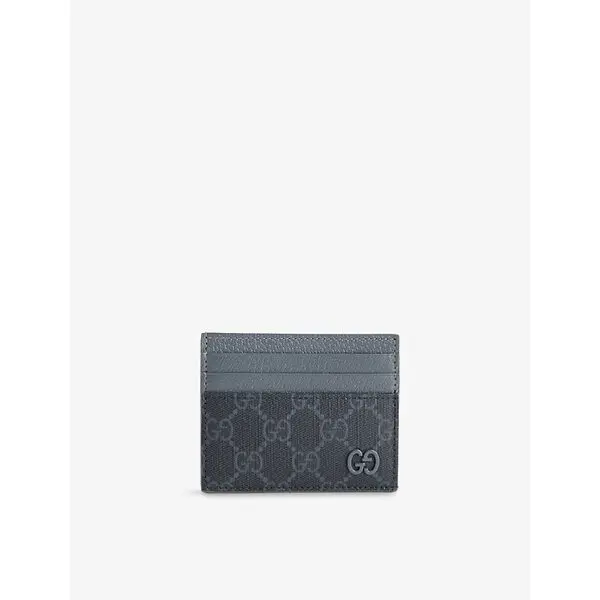 Gucci Gg Supreme Canvas Card Holder - Black/steel/steel