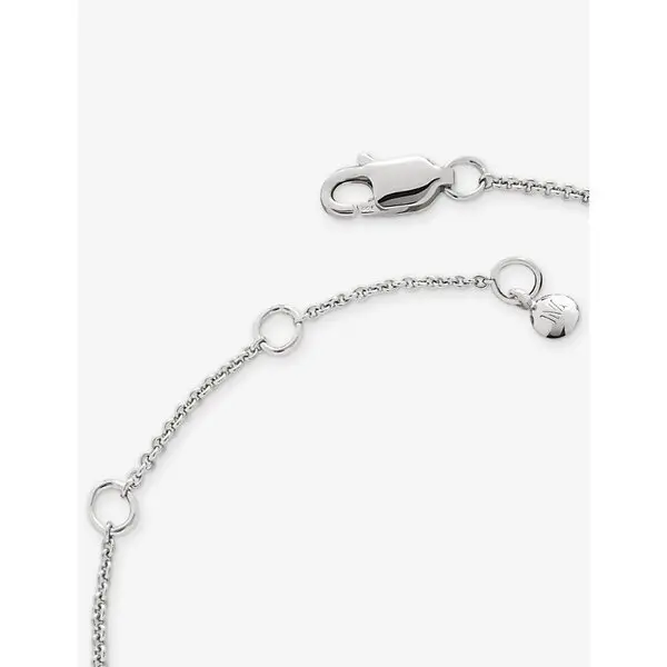 Monica Vinader 925 Sterling And Emerald Chain Bracelet - Silver