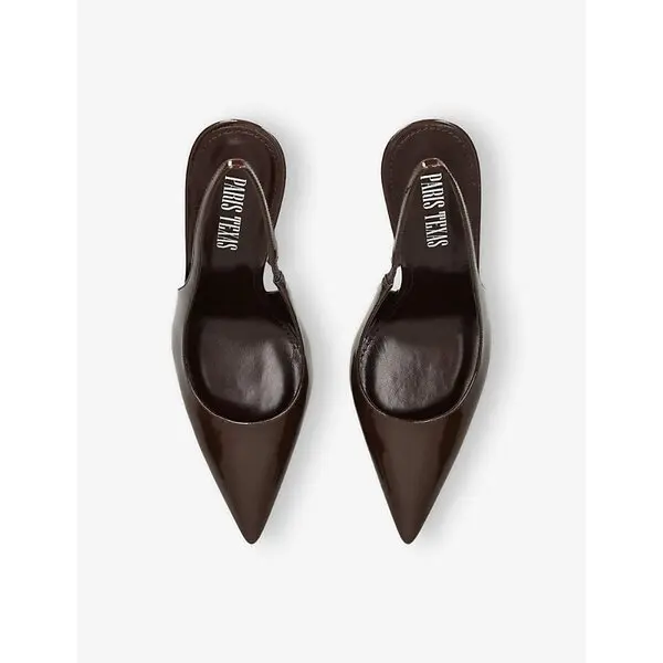 Paris Texas Lidia 105 Patent-leather Slingback Courts - Brown
