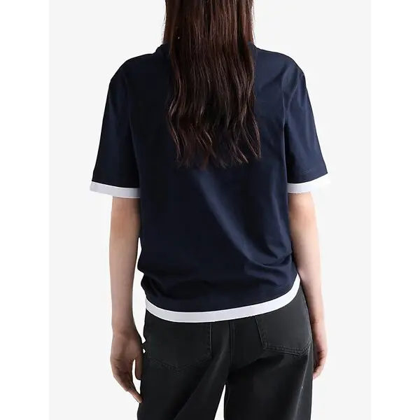 Prada Oversized Round-neck Cotton-jersey T-shirt - Blue