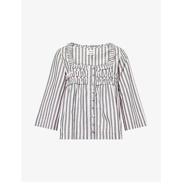 DAMSON MADDER Leilani Square-neck Cotton Blouse