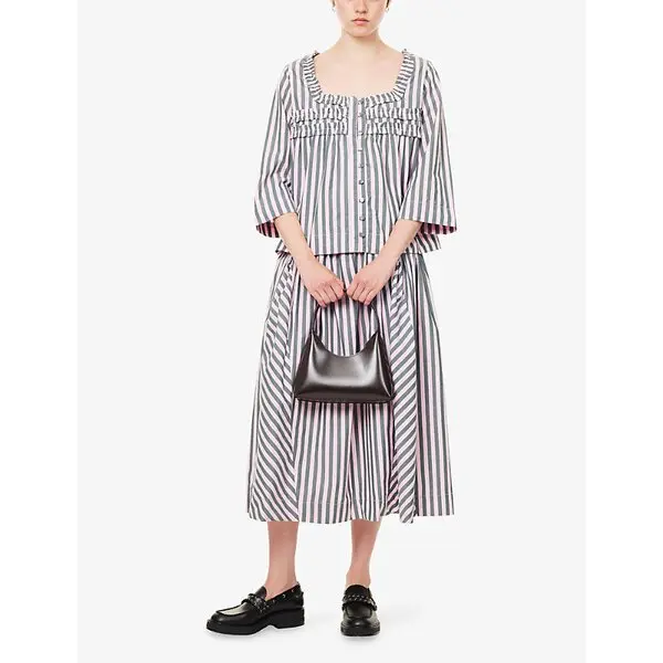 DAMSON MADDER Leilani Square-neck Cotton Blouse