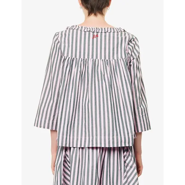 DAMSON MADDER Leilani Square-neck Cotton Blouse