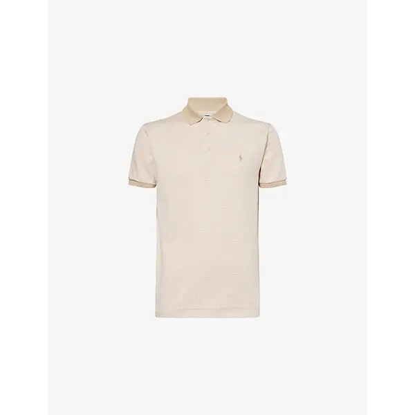 Polo Ralph Lauren Printed Custom Slim-fit Cotton-jersey Polo Shirt - Sand Dune/white