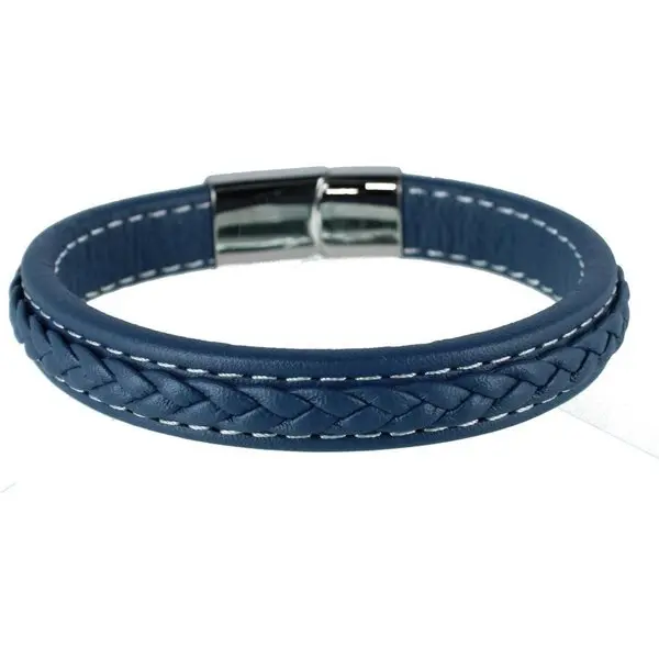 Trafalgar Amari's Azure Stitched Leather Bracelet - Blue