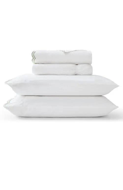 CHRISTY Scallop Edge Luxury Cotton Sateen Sheet Set Bundles - Matcha