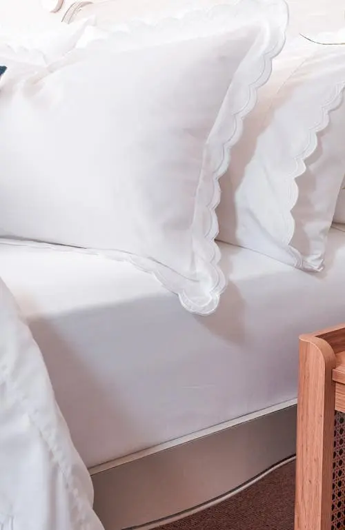 CHRISTY Scallop Edge Luxury Cotton Sateen Sheet Set Bundles - Matcha