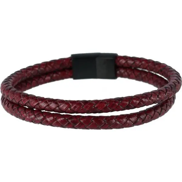 Trafalgar Braided Leather Bracelet With Secure Clasp - Crimson Red