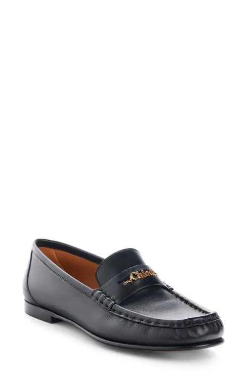 Chloé Logo Penny Loafer - Black