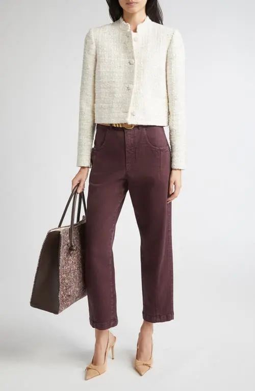 Eleventy Wool Blend Bouclé Tweed Crop Jacket