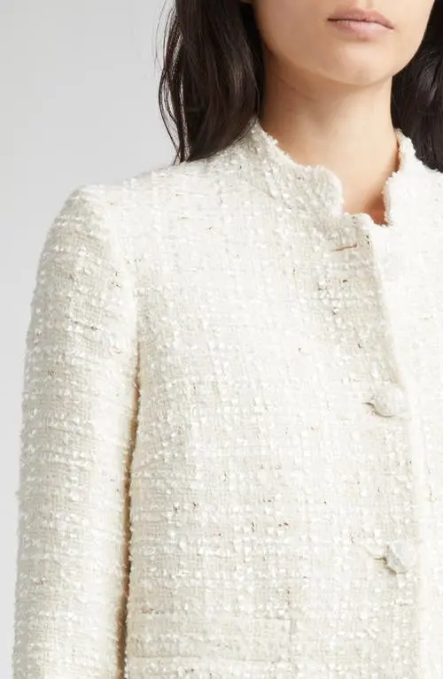 Eleventy Wool Blend Bouclé Tweed Crop Jacket