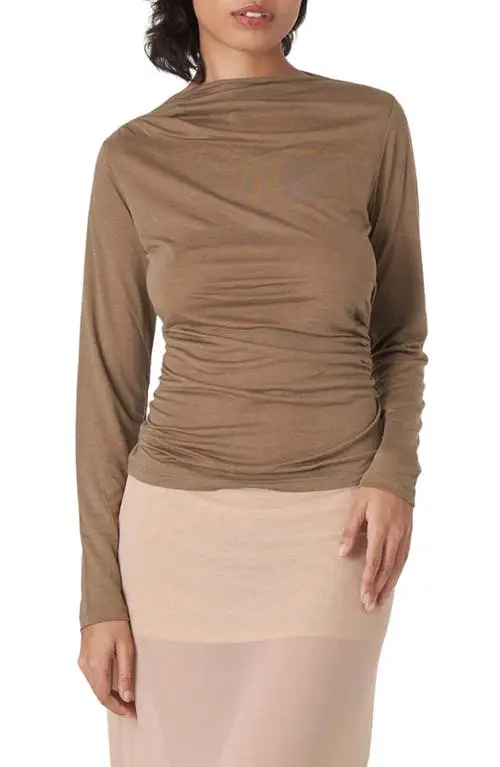 FIND ME NOW Ruched Boat Neck Top
