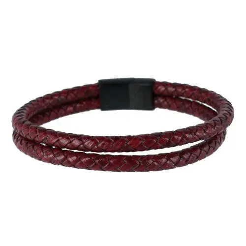 Trafalgar Caleb's Braided Leather Bracelet With Secure Clasp - Crimson Red