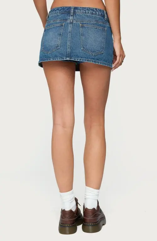 EDIKTED Tie Front Denim Miniskirt - Dark-blue