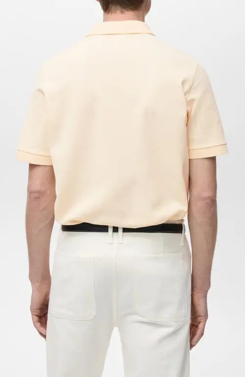 Mango Regular Fit Cotton Pique Knit Polo - Vanilla