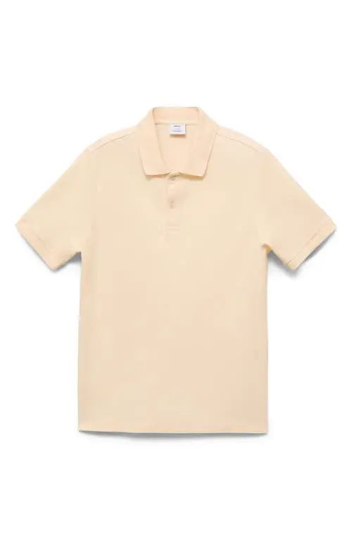 Mango Regular Fit Cotton Pique Knit Polo - Vanilla