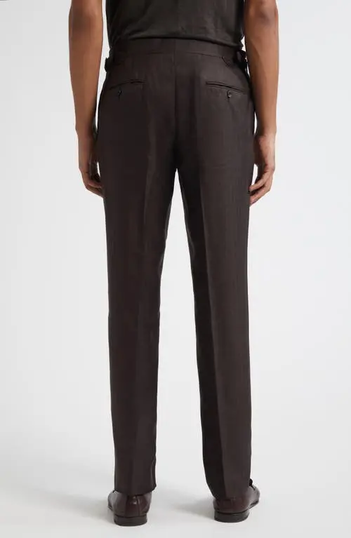 Thom Sweeney Pleated Linen Blend Trousers