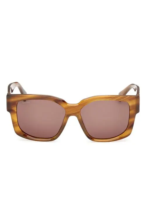 Max Mara Glimpse 54mm Round Sunglasses - Striped Brown/ Chocolate Brown