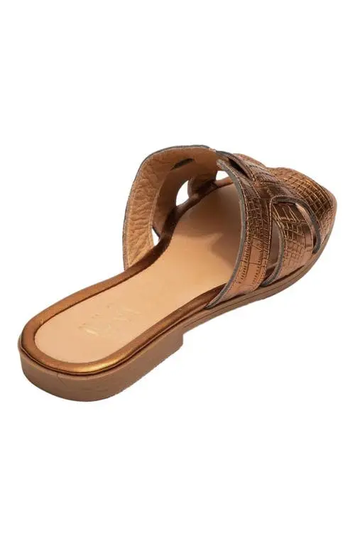 FOREVER & ALWAYS SHOES Notre Leather Slide Sandal - Bronze Leather