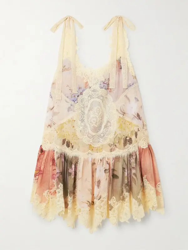 chinese dress ladies Cascadian Yellow Floral Tiered Mini Dress