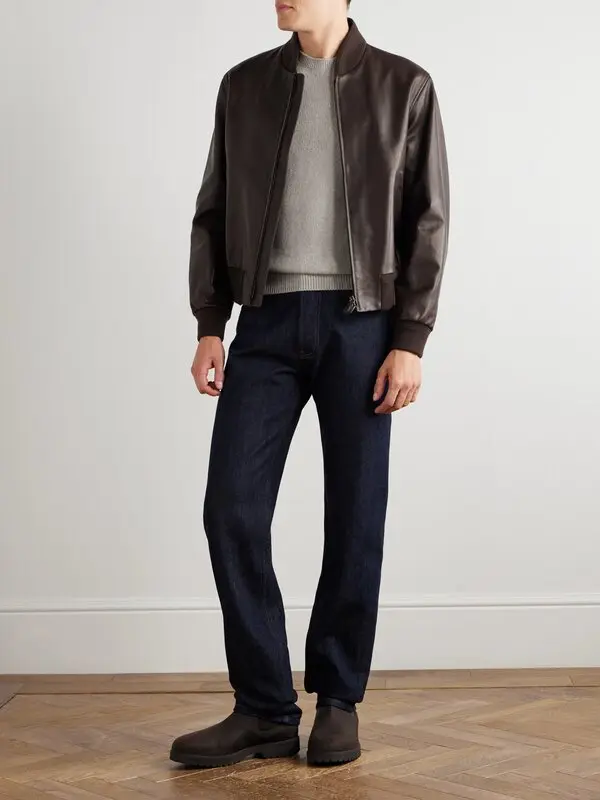 Loro Piana Leather Bomber Jacket