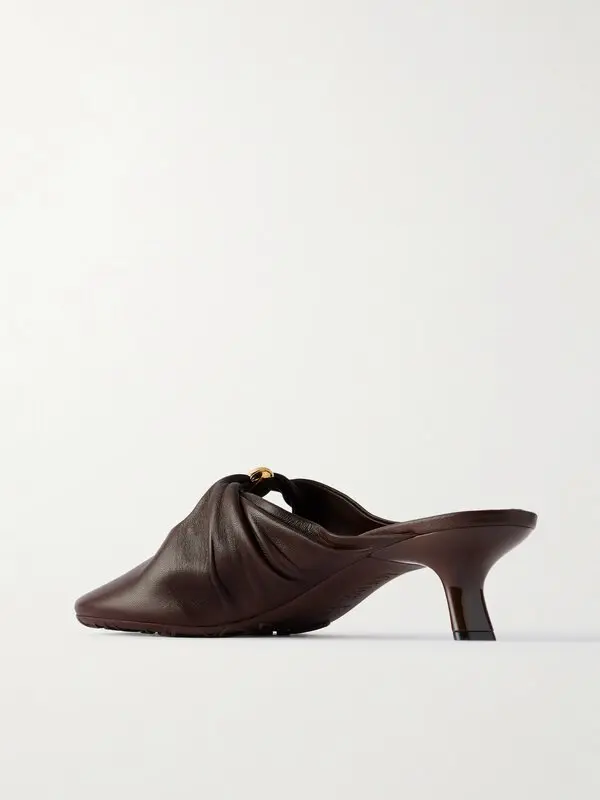 Loewe Pebble Embellished Cutout Leather Mules - Brown