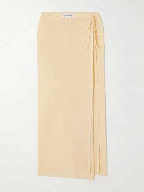 THE FRANKIE SHOP Alsen Knitted Midi Wrap Skirt - Neutrals