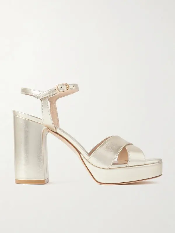 STUART WEITZMAN Dayna Metallic Leather Platform Sandals