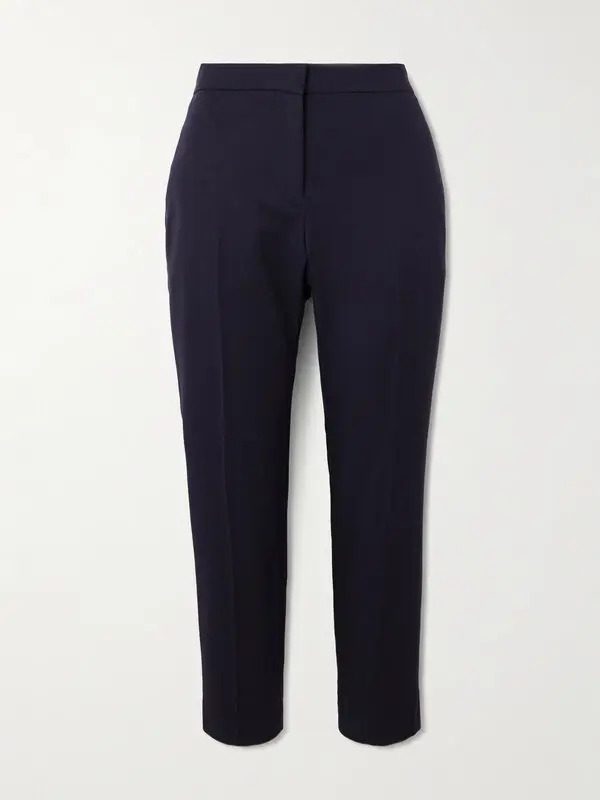 Alexander McQueen Grain De Poudre Wool Tapered Cropped Trousers