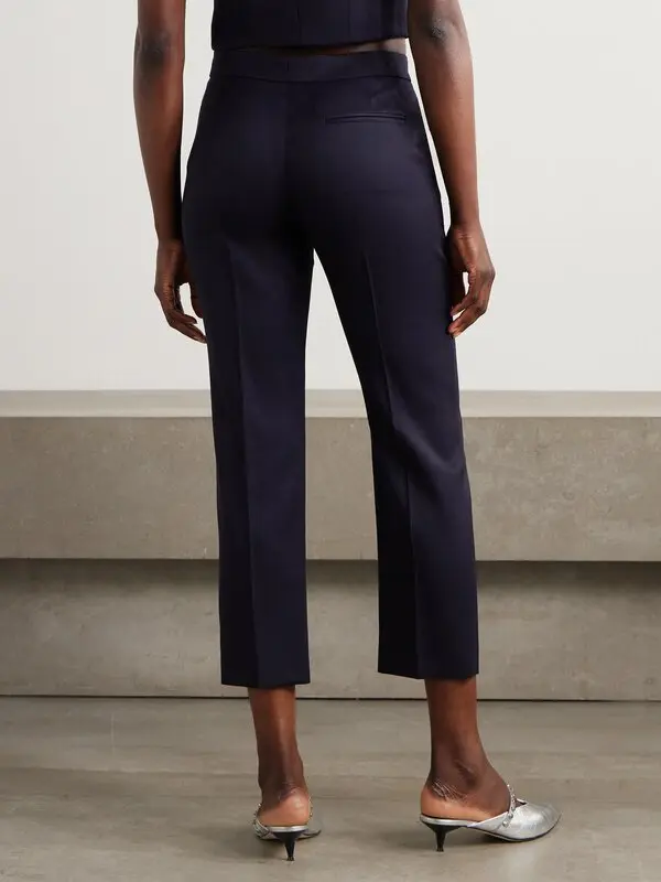 Alexander McQueen Grain De Poudre Wool Tapered Cropped Trousers
