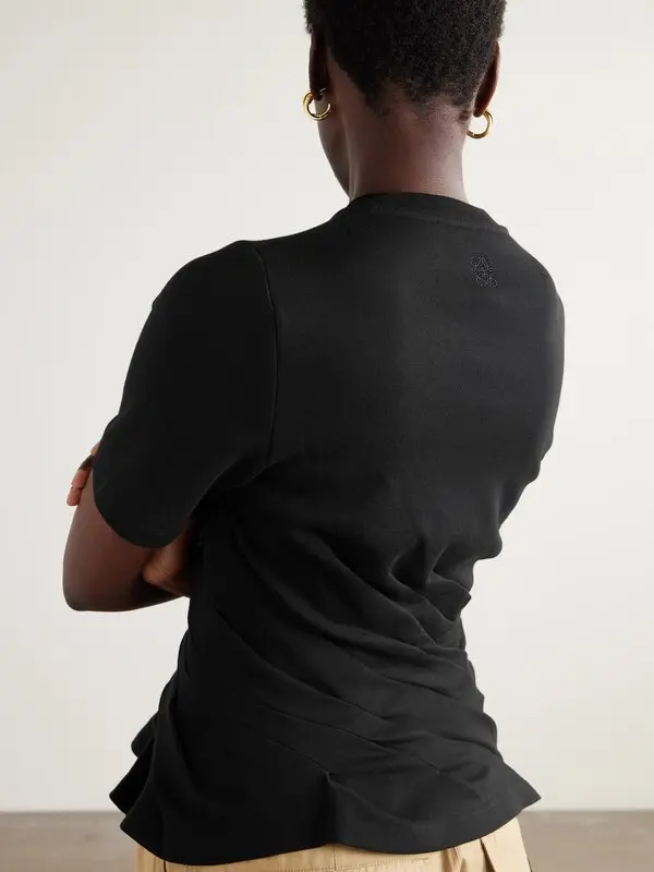 Loewe Draped Cotton-blend Jersey T-shirt - Black