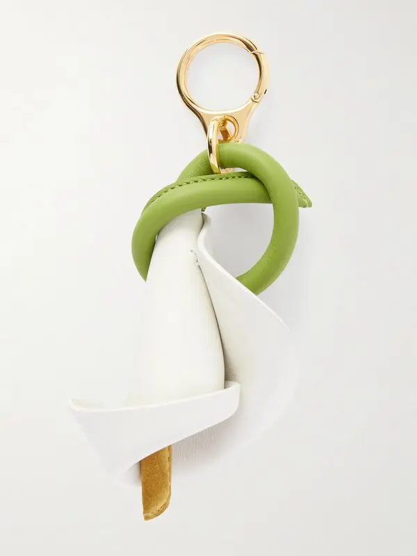 Loewe Calla Leather And Suede Charm - Green