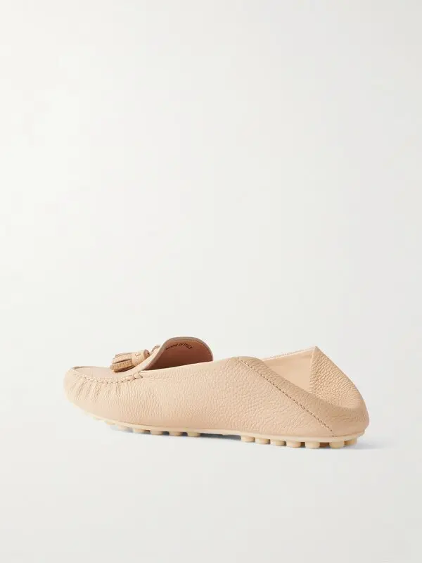 Loro Piana Tasseled Textured-leather Loafers - Neutrals