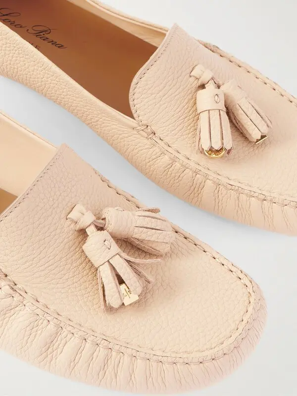 Loro Piana Tasseled Textured-leather Loafers - Neutrals