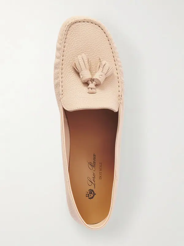 Loro Piana Tasseled Textured-leather Loafers - Neutrals