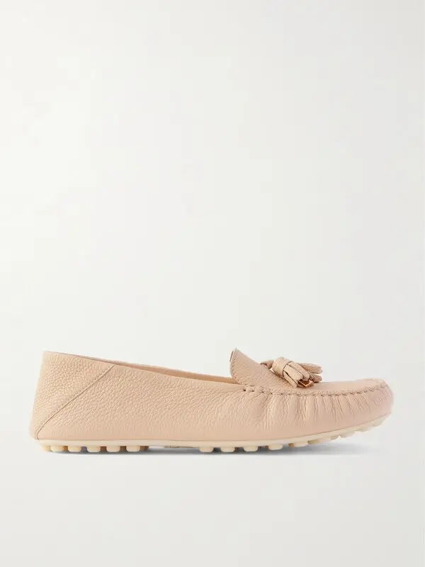 Loro Piana Tasseled Textured-leather Loafers - Neutrals