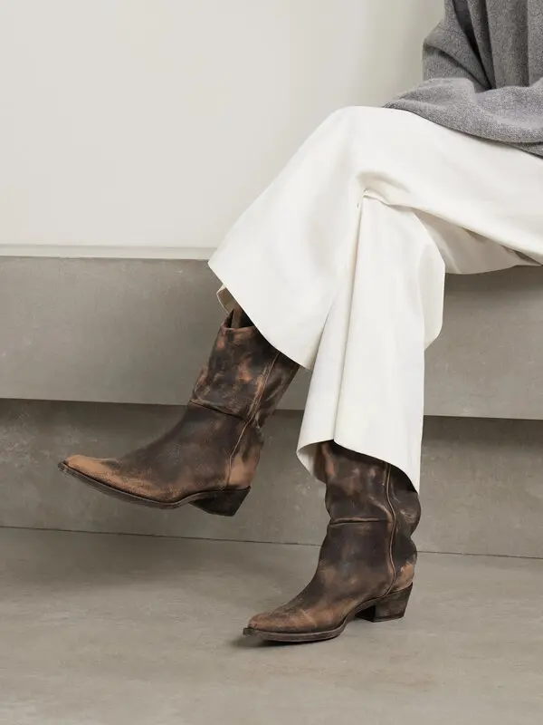 Khaite Clive Leather Boots - Neutrals