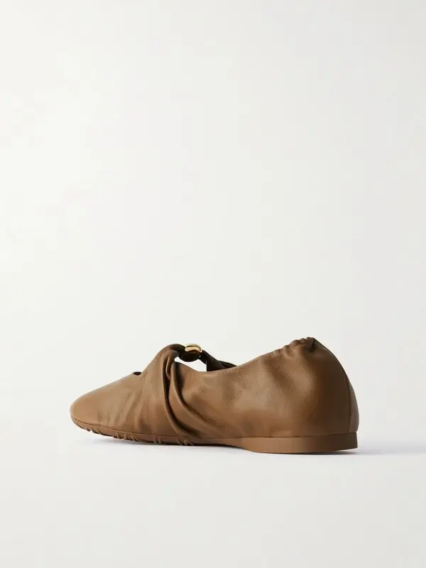 Loewe Pebble Embellished Leather Ballet Flats - Brown