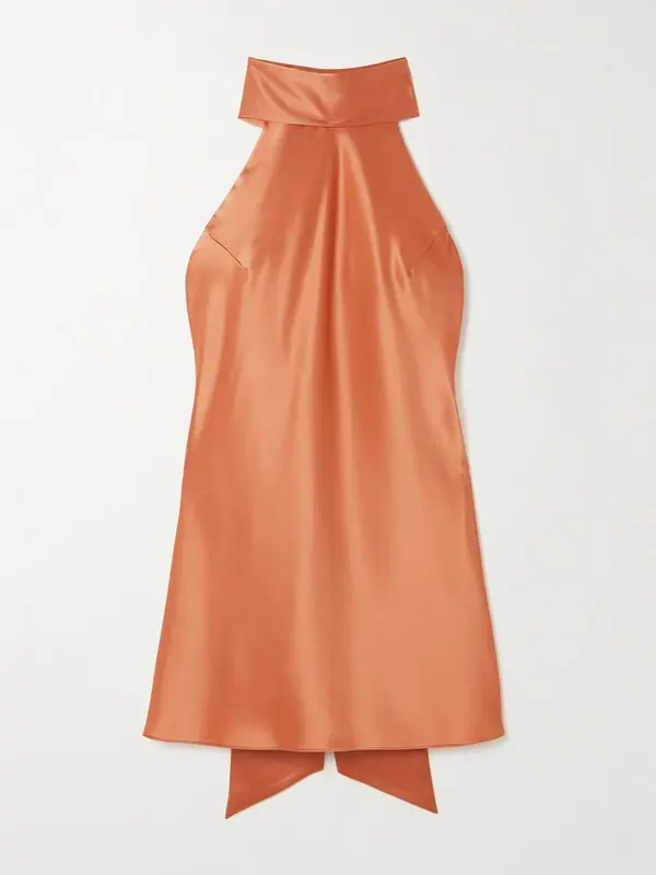 Galvan Sienna Halterneck Mini Dress - Orange