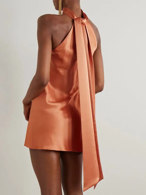 Galvan Sienna Halterneck Mini Dress - Orange